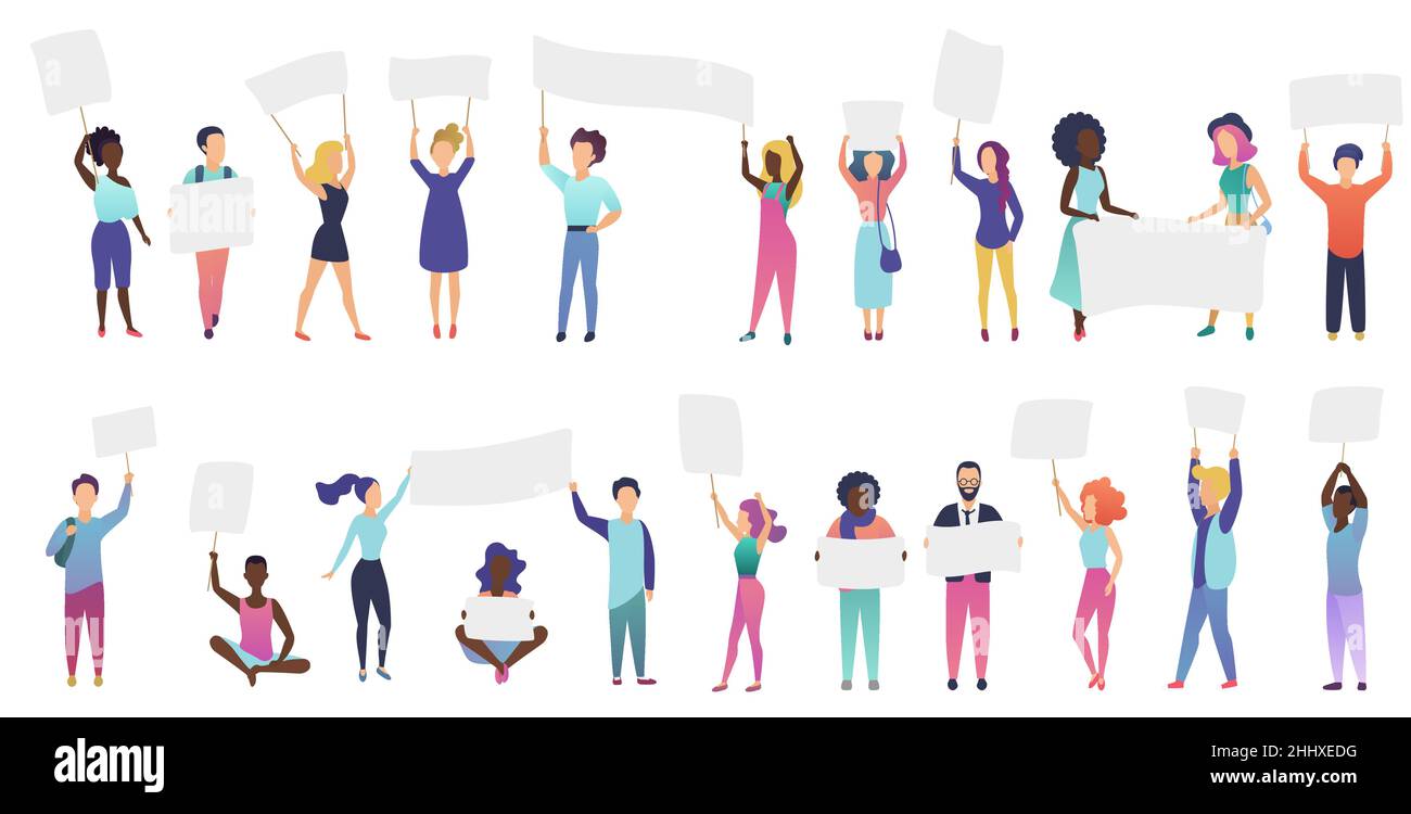 Crowd people placard banners Stock Vector Images - Alamy