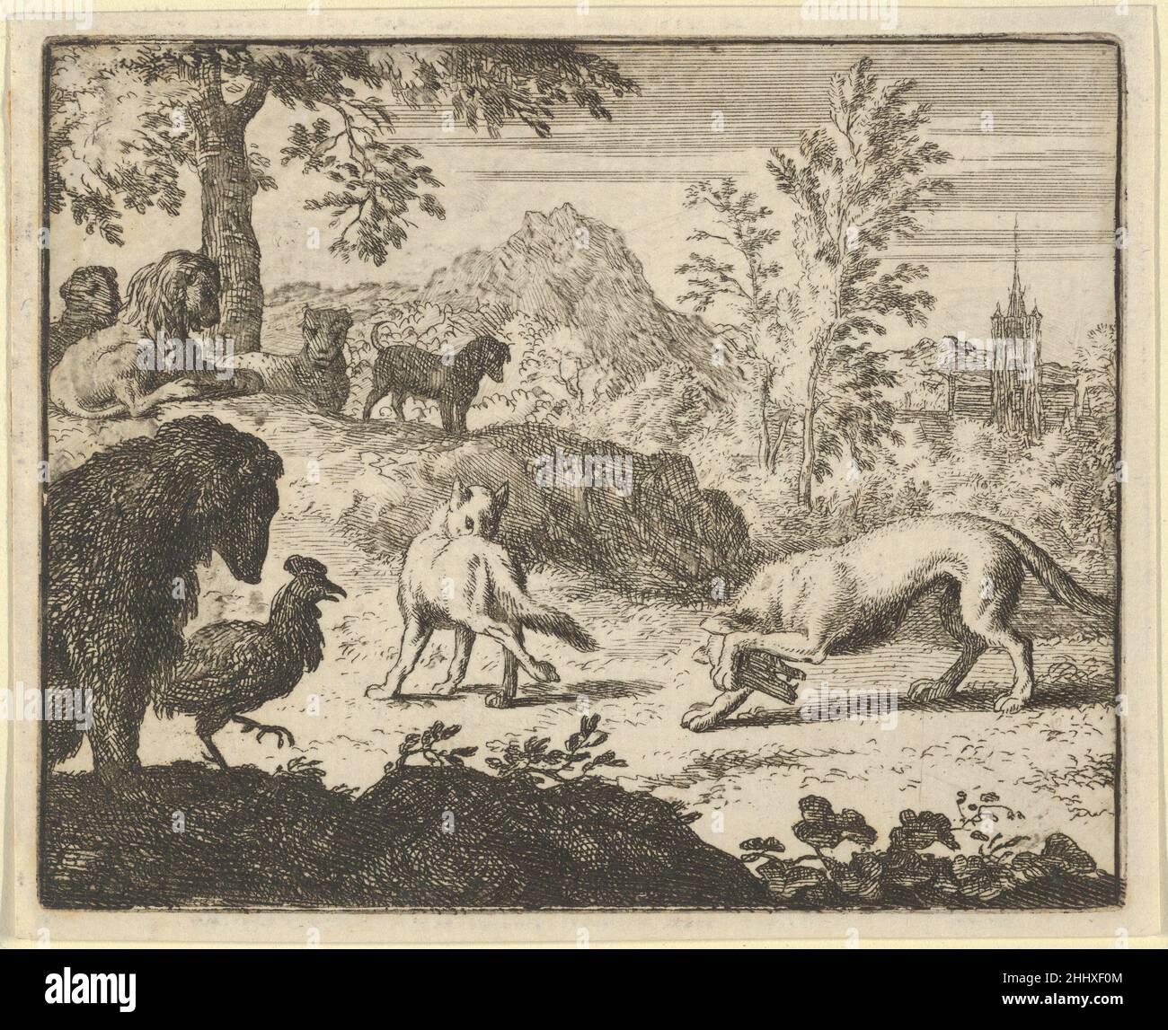The Lion Allows a Fight Between the Wolf and Renard from Hendrick van ...