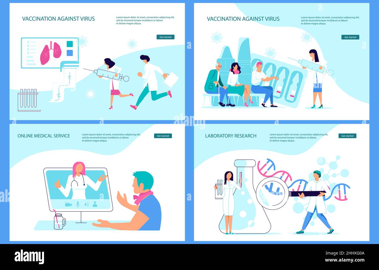 Set of landing webpage templates of laboratory research and scientific ...