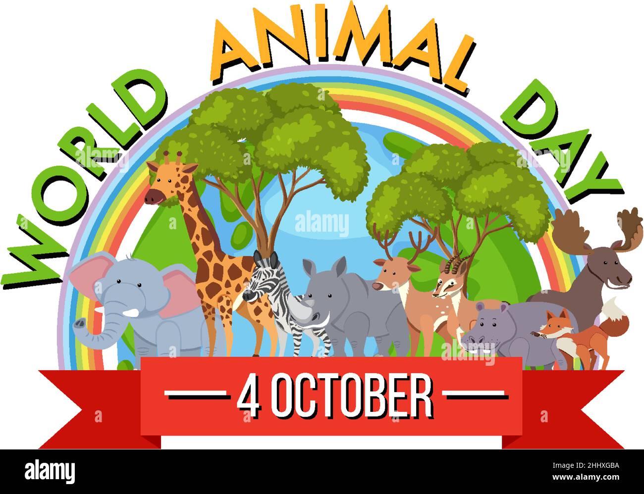 World Animal Day banner with wild animals illustration Stock Vector ...