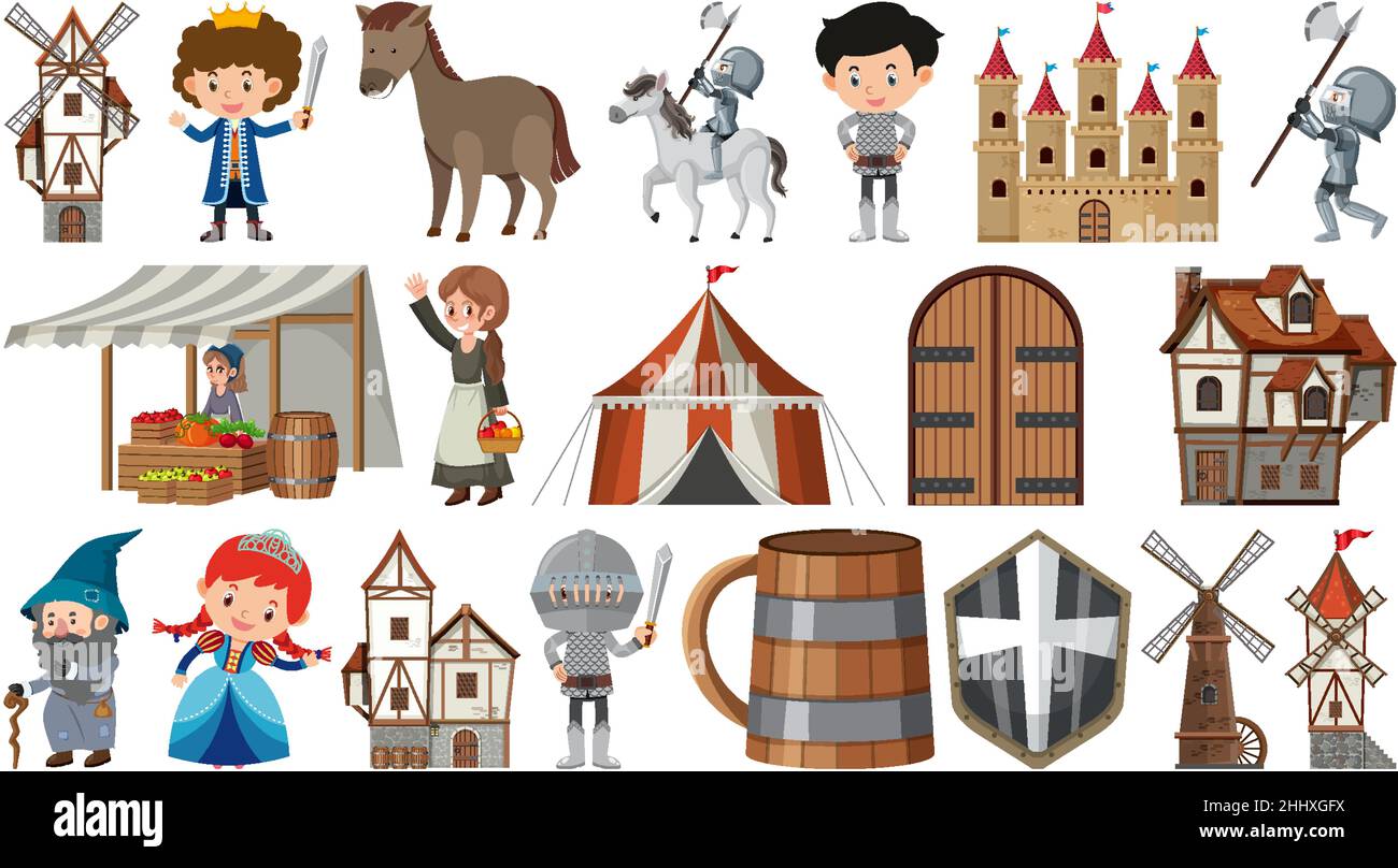 Set of fantasy cartoon characters illustration Stock Vector Image & Art ...