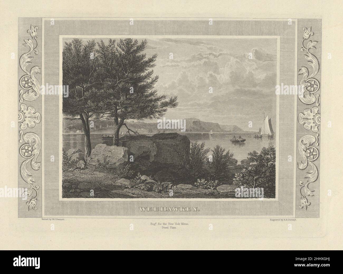 Weekhawken 1833 Asher Brown Durand American Image within a decorative ...