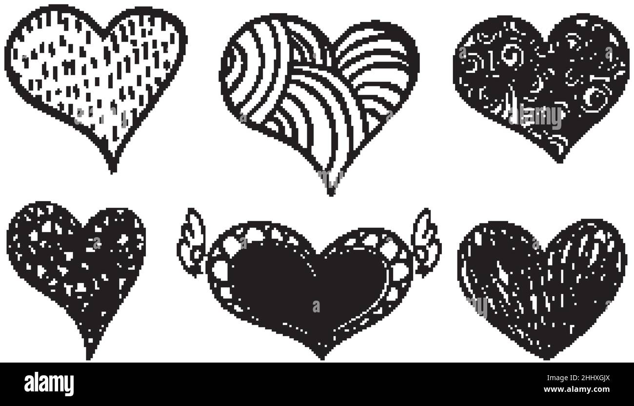 Set of different hand drawn hearts illustration Stock Vector Image ...