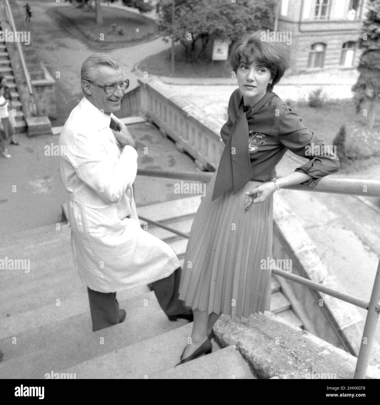 Romanian actors Victor Rebengiuc & Cristina Deleanu during the filming ...