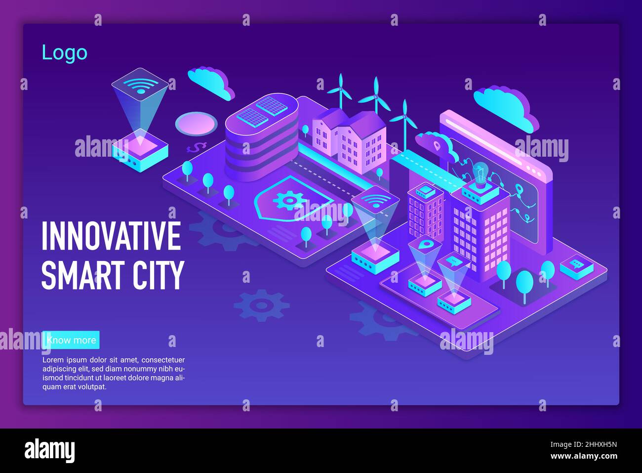 Innovative smart city, global wireless connection, IOT technology ...