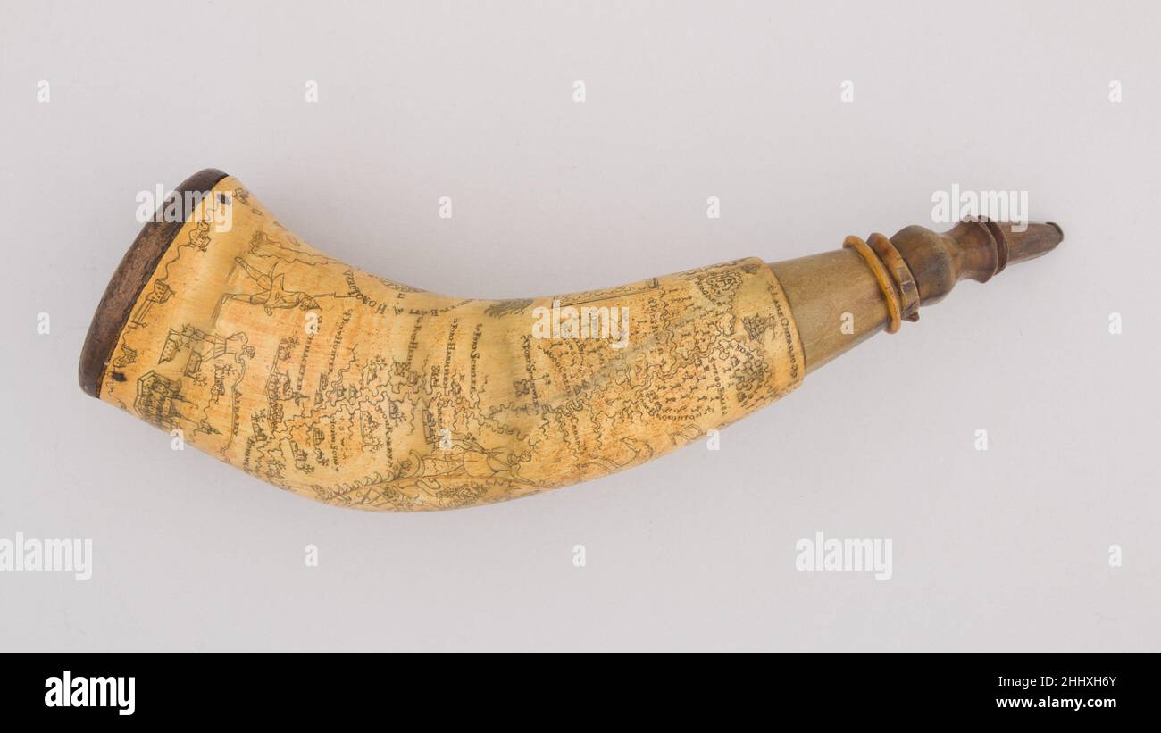 Powder Horn 1763 Colonial American This powder horn is engraved with a ...