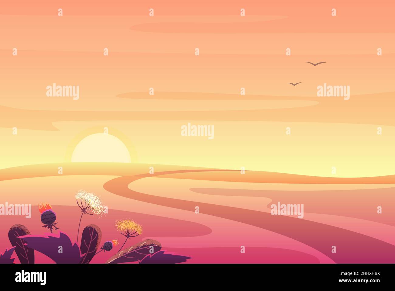 Beautiful fantasy sunset or sunrise summer, autumn fields landscape ...