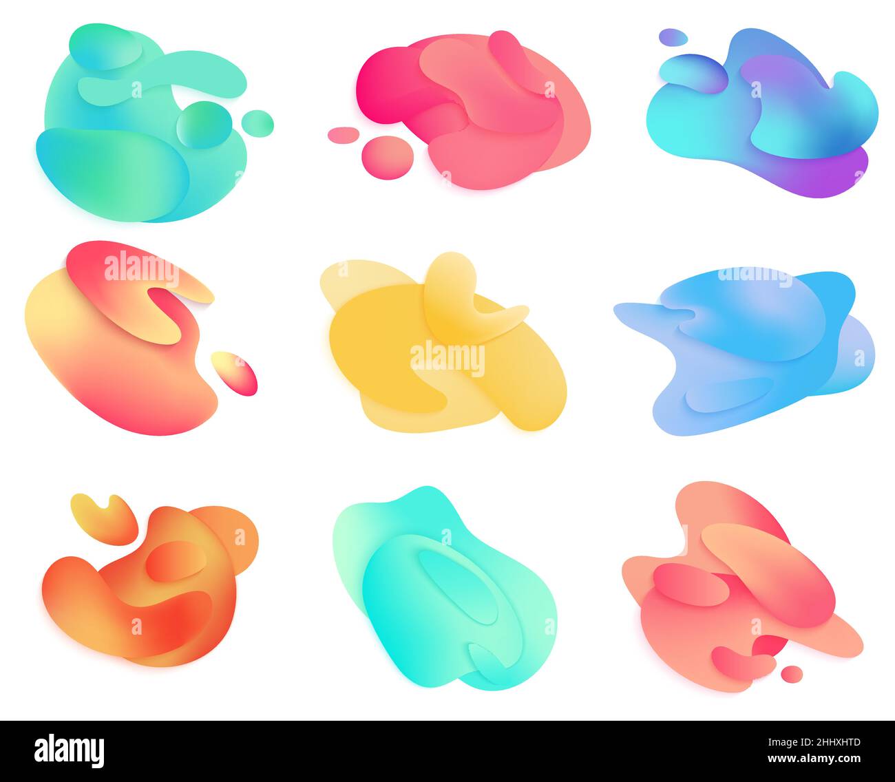 Color abstract liquid gradient shapes set vector illustration. Creative ...