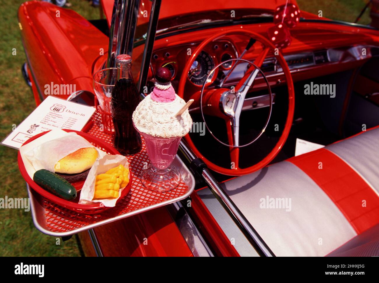 American car culture Car show diner route 66 Hamburger french fries ...