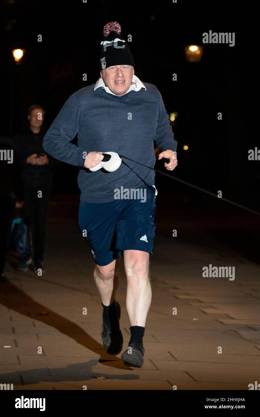 Prime Minister Boris Johnson jogging in central London. The Prime ...