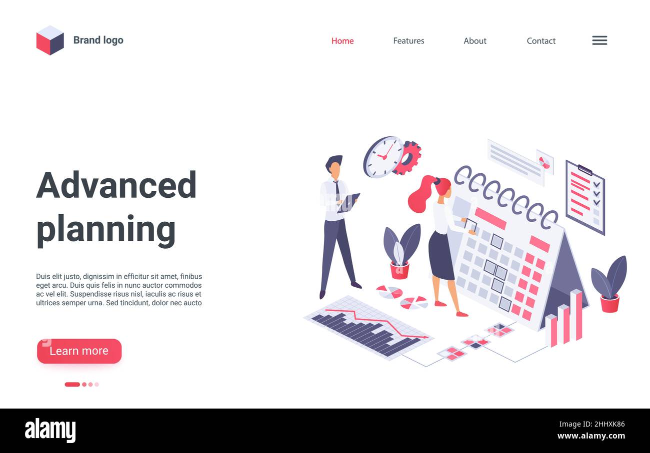 Advanced planning landing page vector template. Management website ...