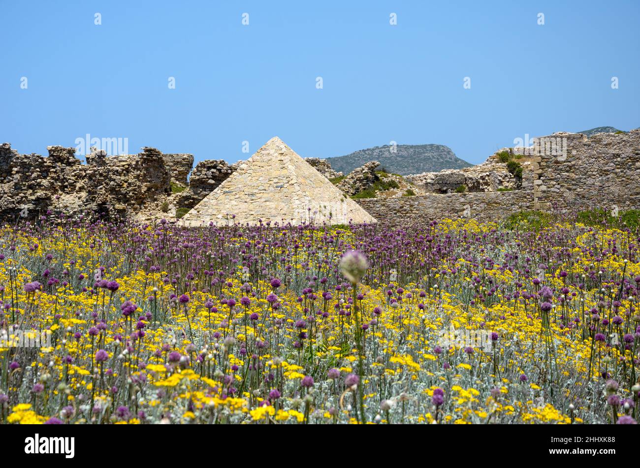 Pyramid shaped building inside Methoni Castle, Greece Stock Photo - Alamy