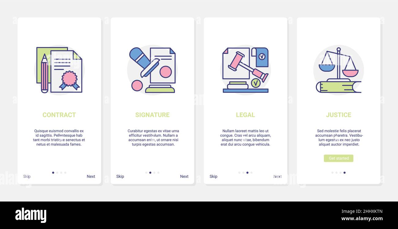 Legal support of business contract vector illustration. UX, UI ...