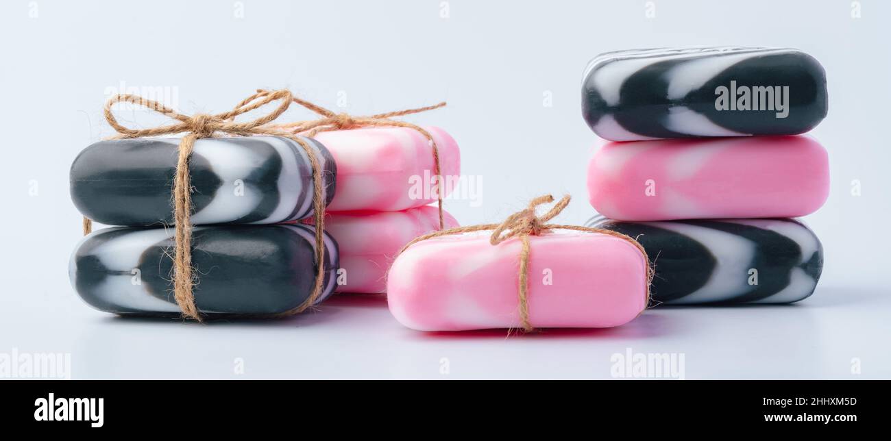Stack of soap bars on white background Stock Photo - Alamy