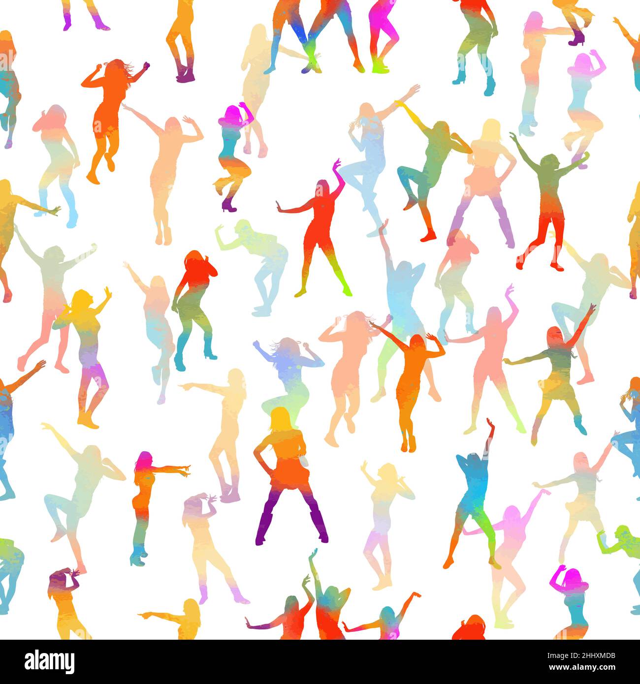 Seamless background multi-colored dancing people. Vector illustration ...
