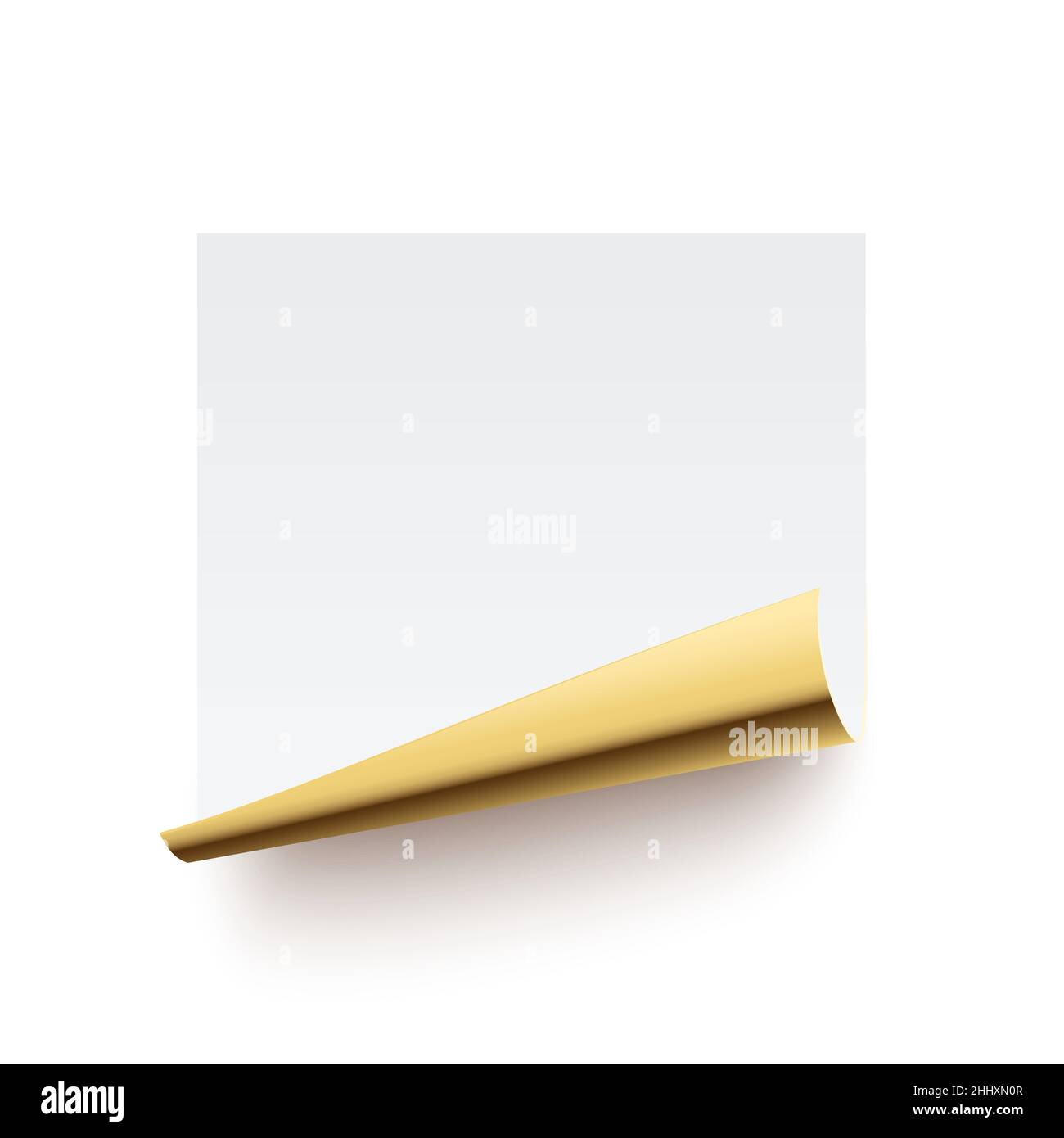 Paper sticker with curl golden corner vector illustration. Sticker ...