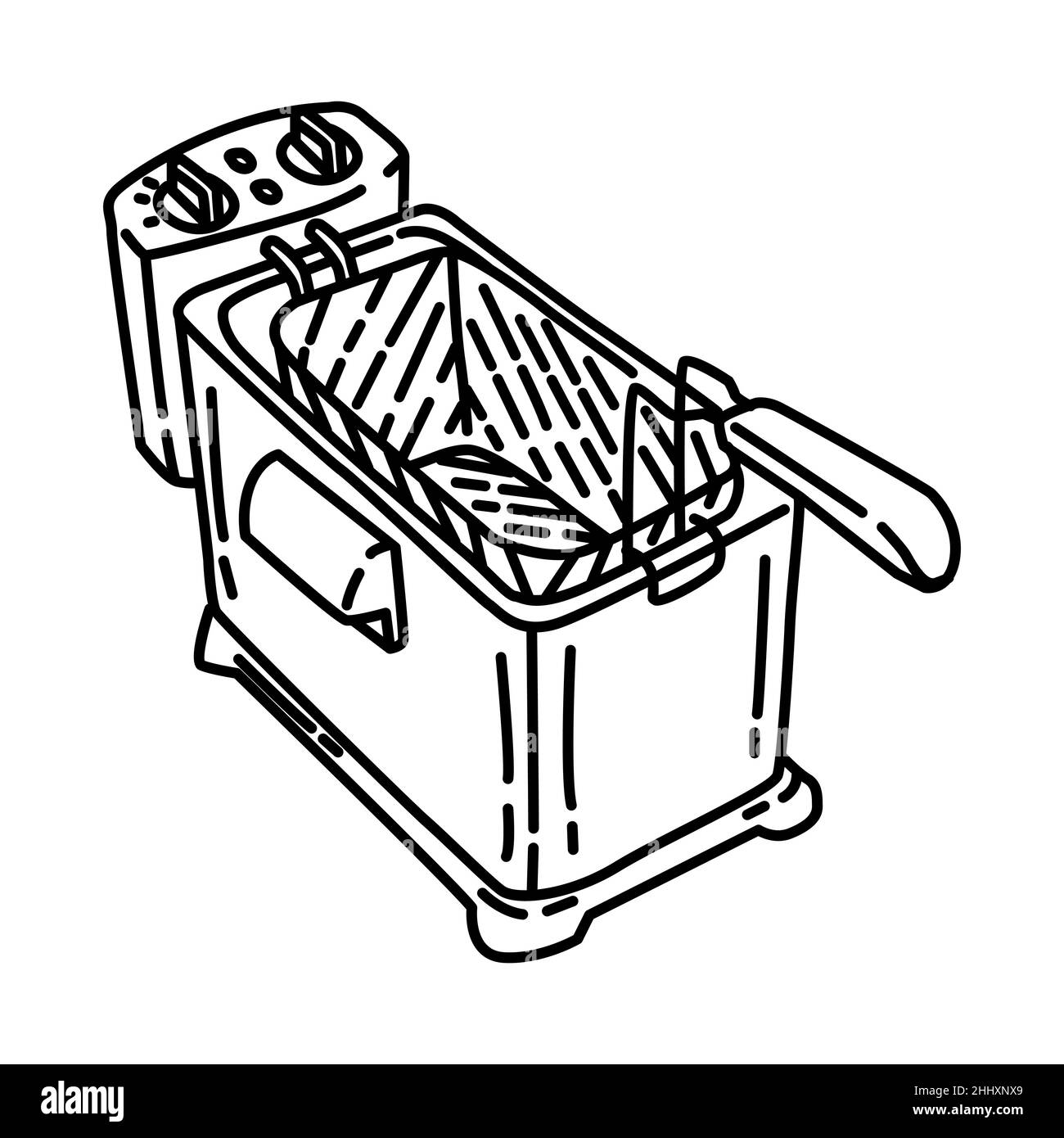 Deep Fryer Part of Electronic for Kitchen and Washing Device Hand Drawn ...