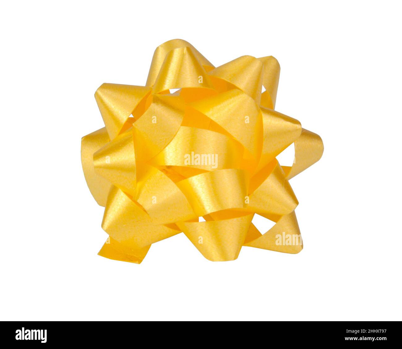 Festive gift bow yellow color isolated on the white Stock Photo - Alamy