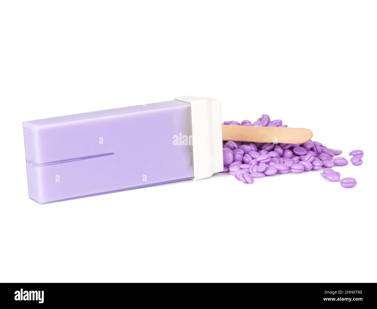 Violet wax drops and cartridge for waxing depilation isolated on the ...