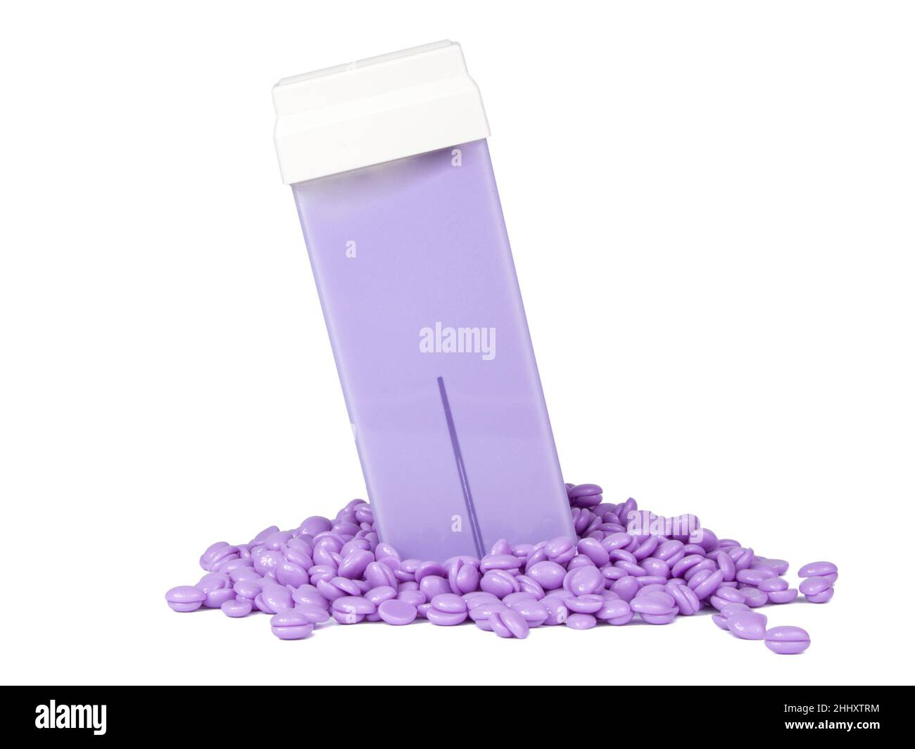 Violet wax drops and cartridge for waxing depilation isolated on the ...