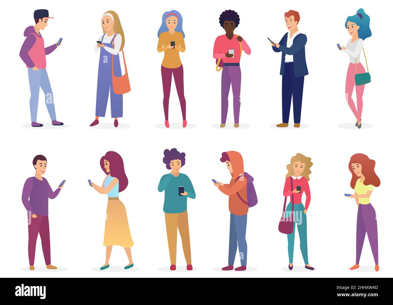 Group of people all using electronics Stock Vector Images - Alamy