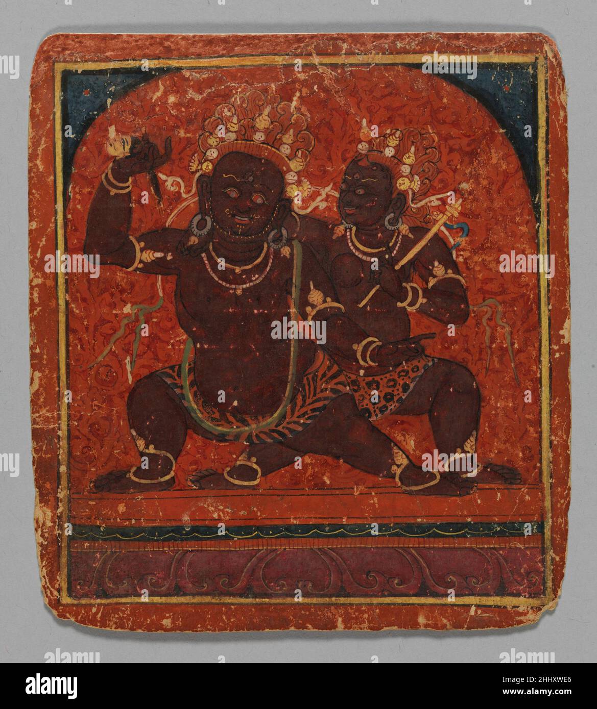Initiation Card (Tsakalis): Yama early 15th century Tibet Tsakali cards ...