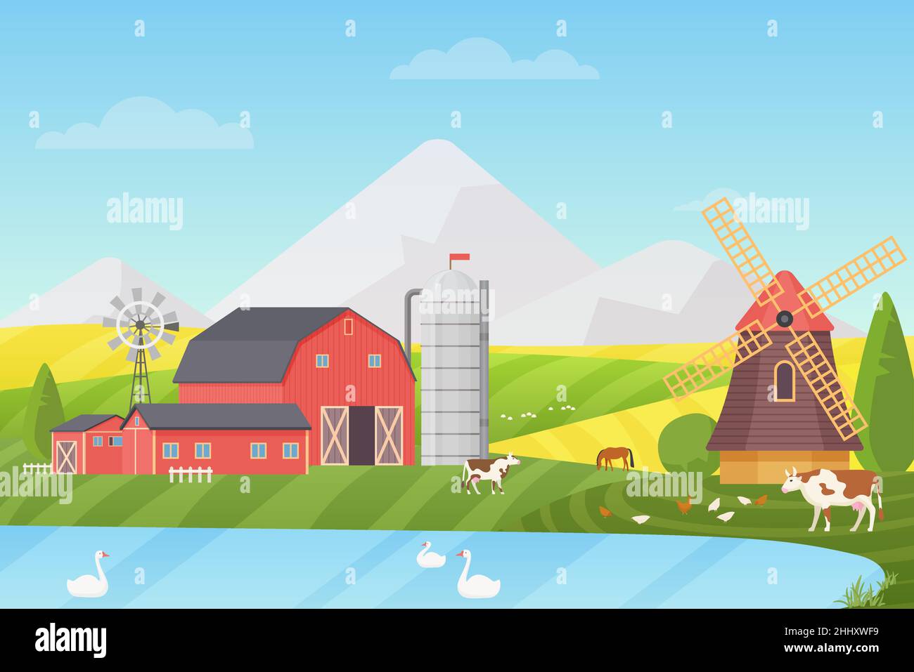 Agriculture, Agribusiness and Farming vector illustration concept ...
