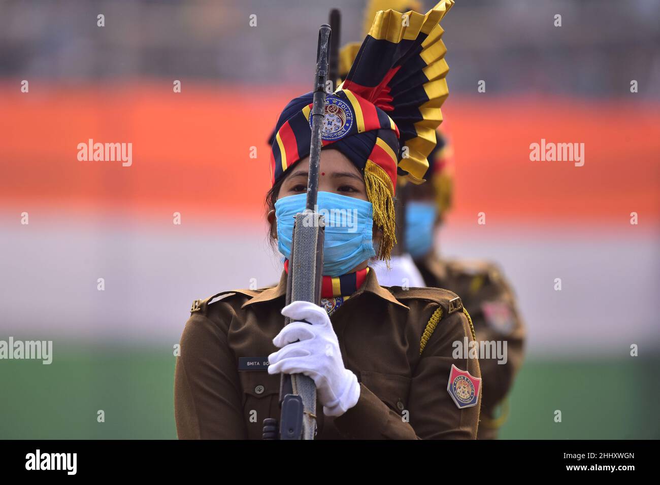 Nagaon. 26th Jan, 2022. Indian women paramilitary troopers take part in ...