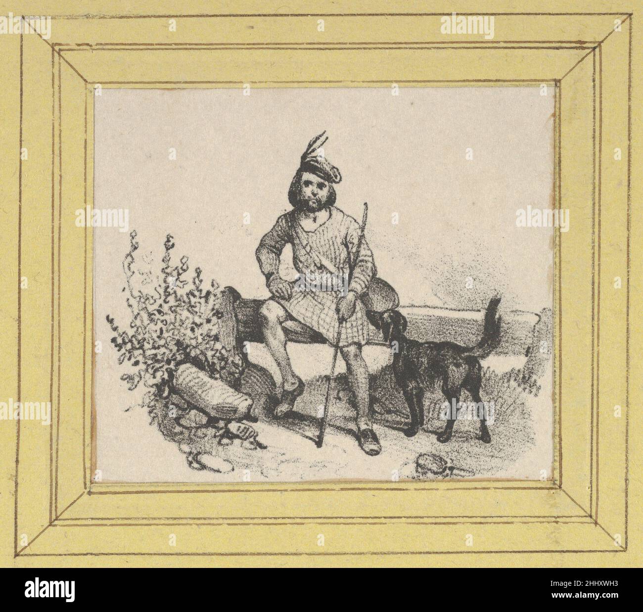 Man sitting with a dog mid–19th century Victor Adam French. Man sitting ...