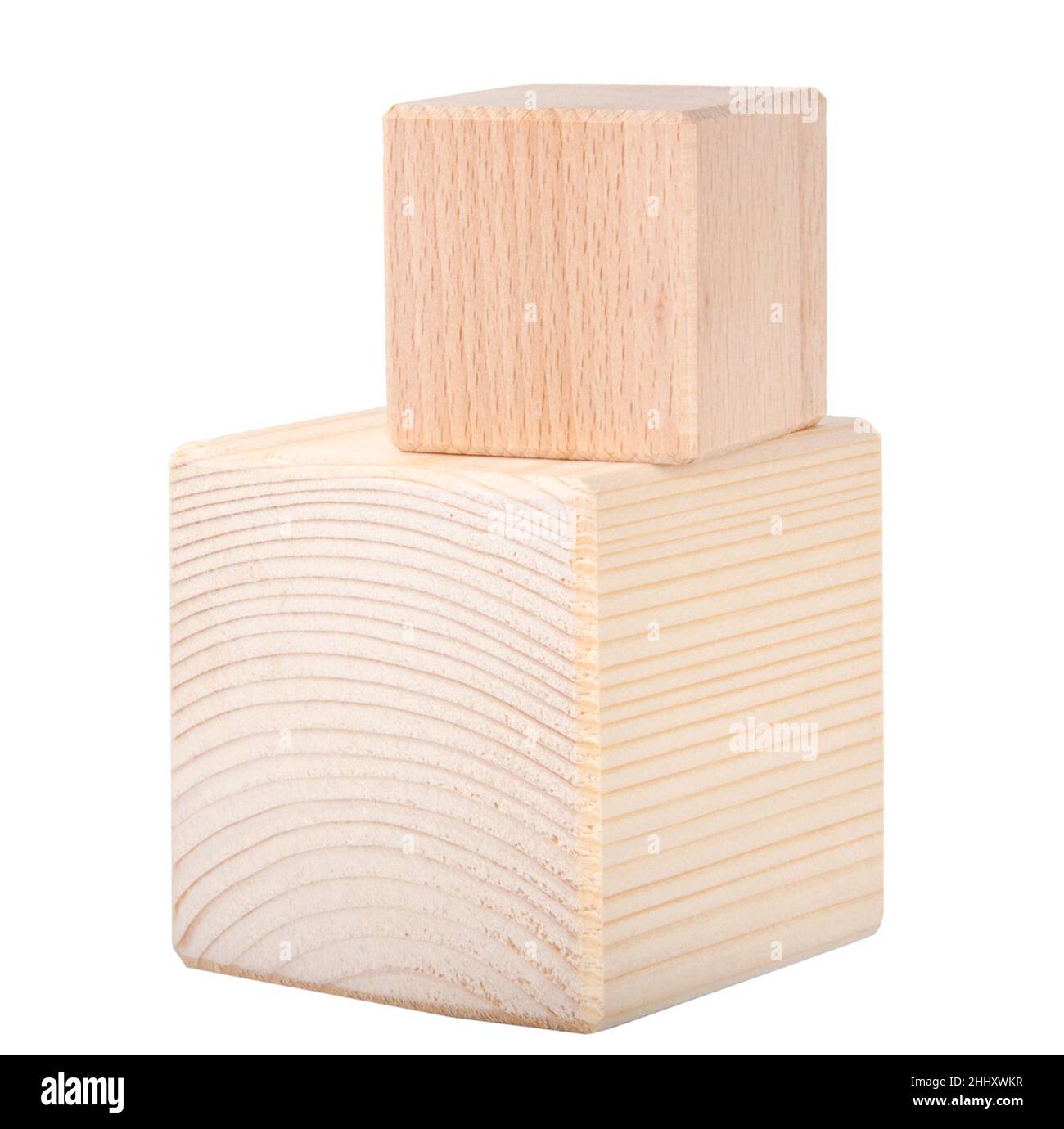 Wooden square brick cubic isolated on the white Stock Photo - Alamy