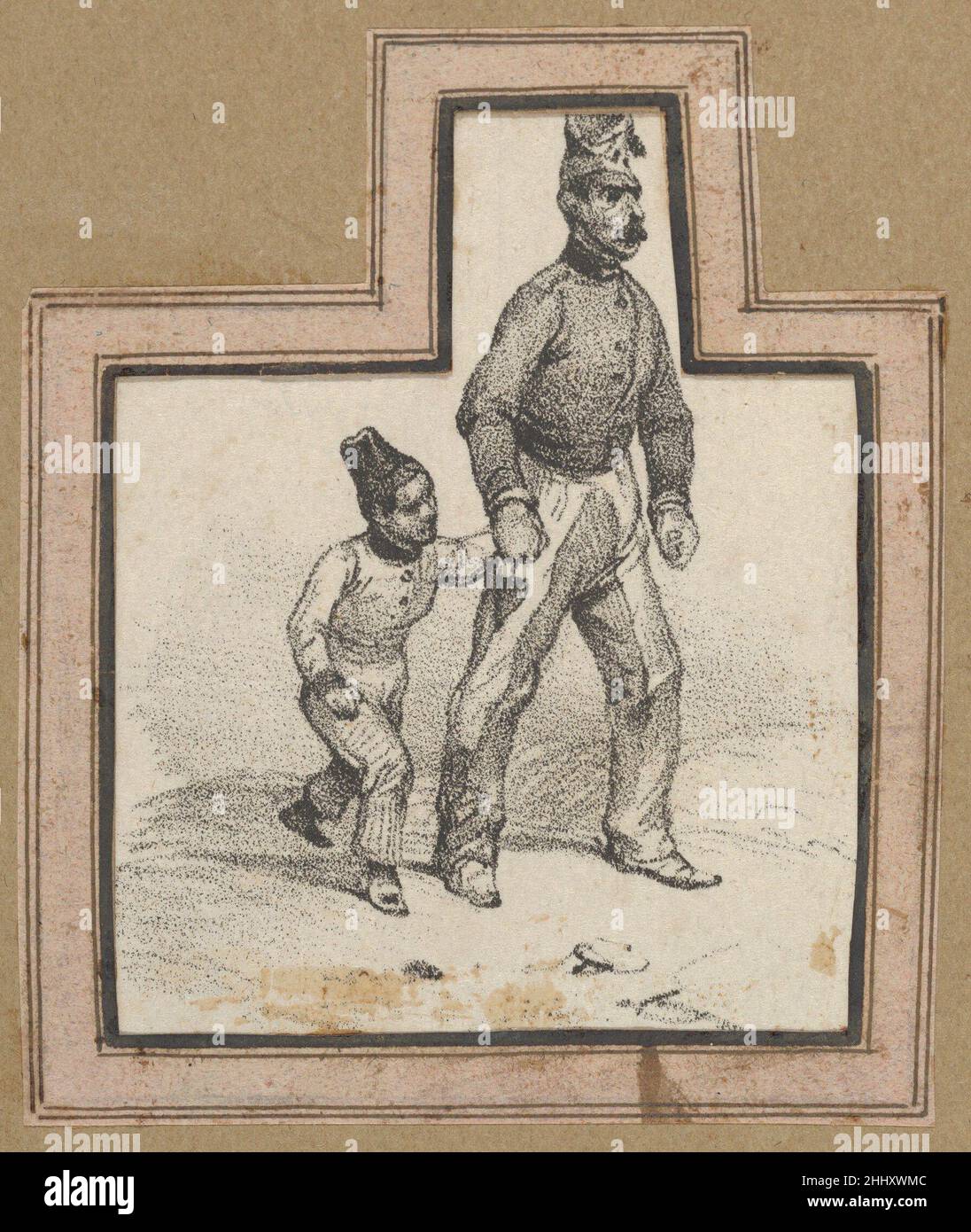 Man holding hands with a boy mid–19th century Victor Adam French. Man ...