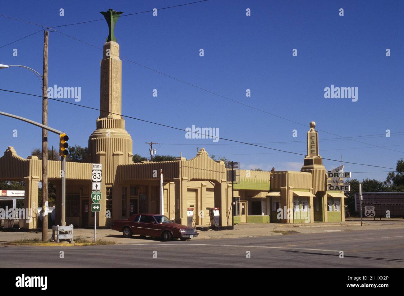 usa texas route 66 shamrock american car culture Stock Photo - Alamy