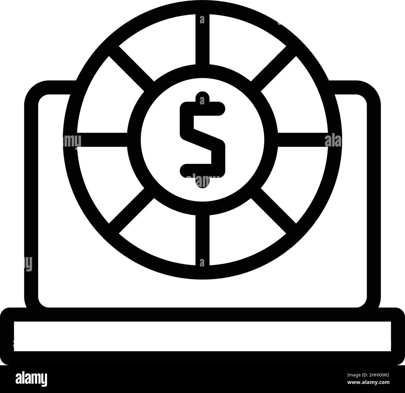 Laptop sweepstake icon outline vector. Draw lottery. Raffle prize Stock ...