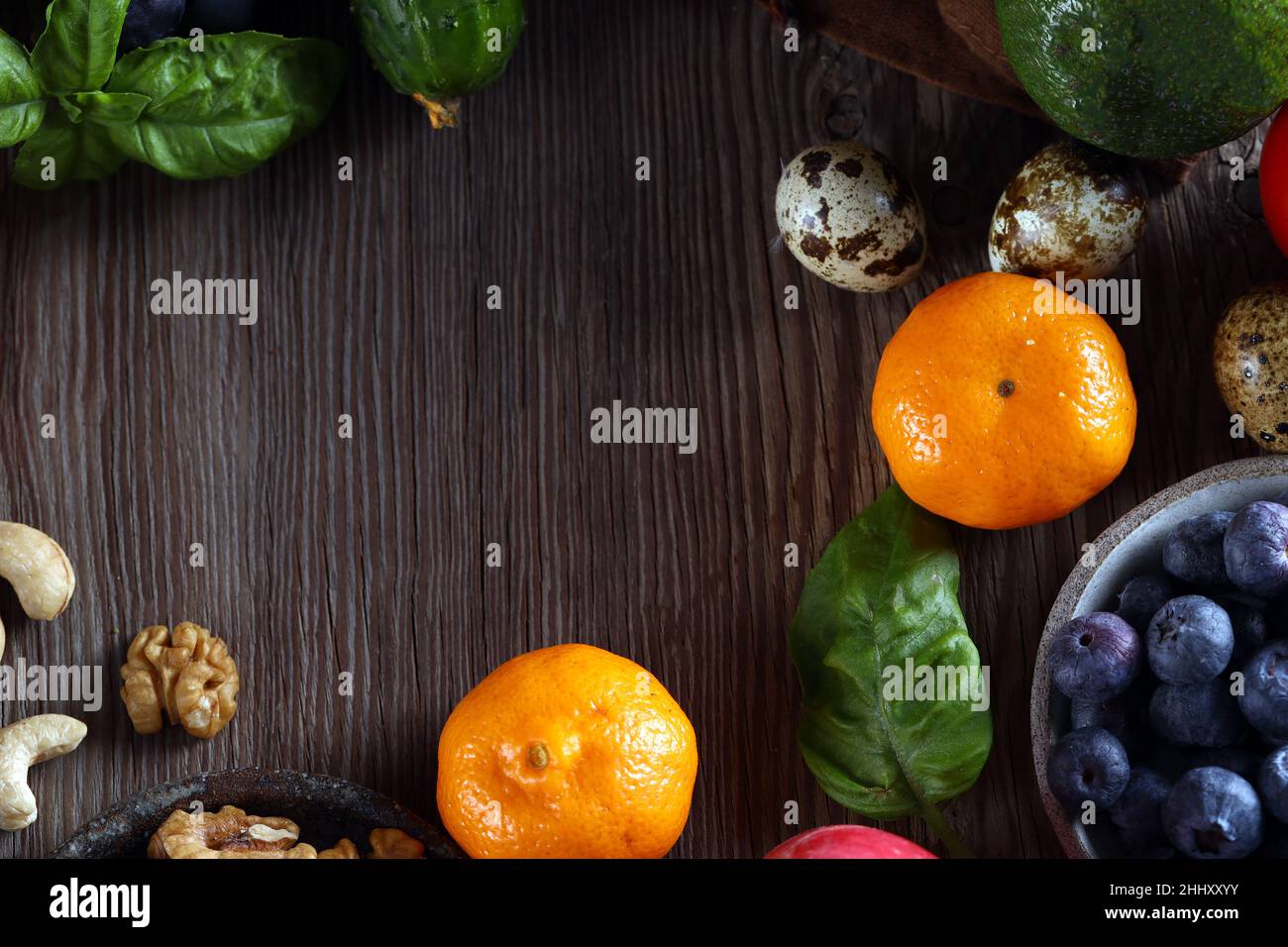 natural organic fruits and vegetables nuts for a healthy diet Stock ...