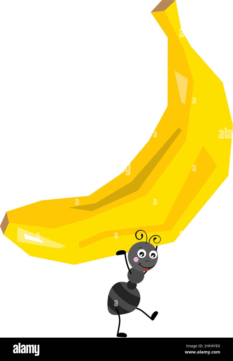 Cute ant carrying a funny banana Stock Photo - Alamy