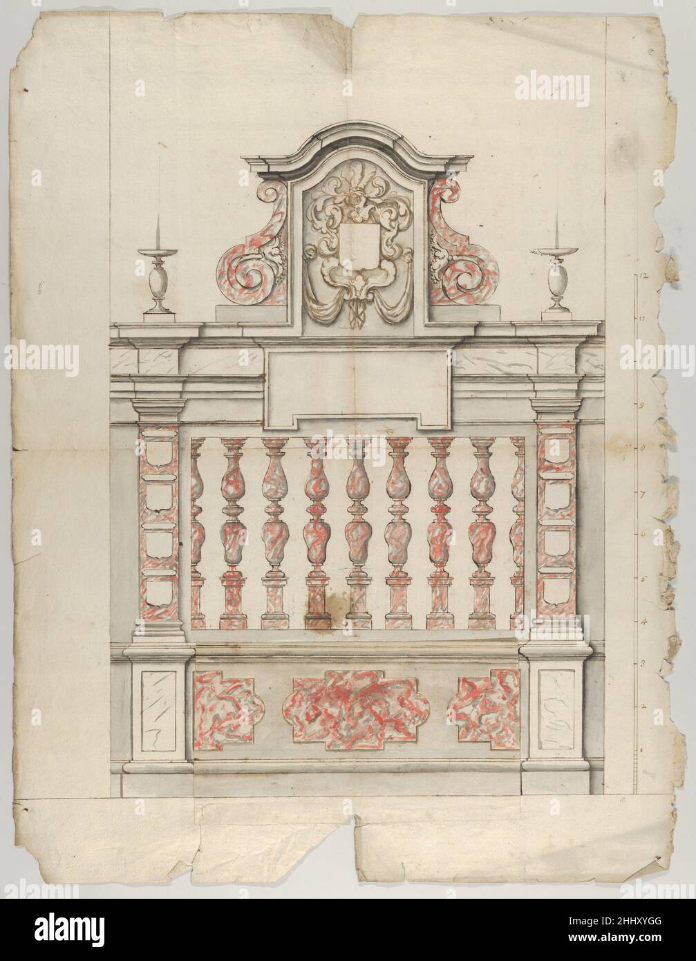 Design for a Choir Screen with a Tomb in Red-Gray Marble 17th century ...