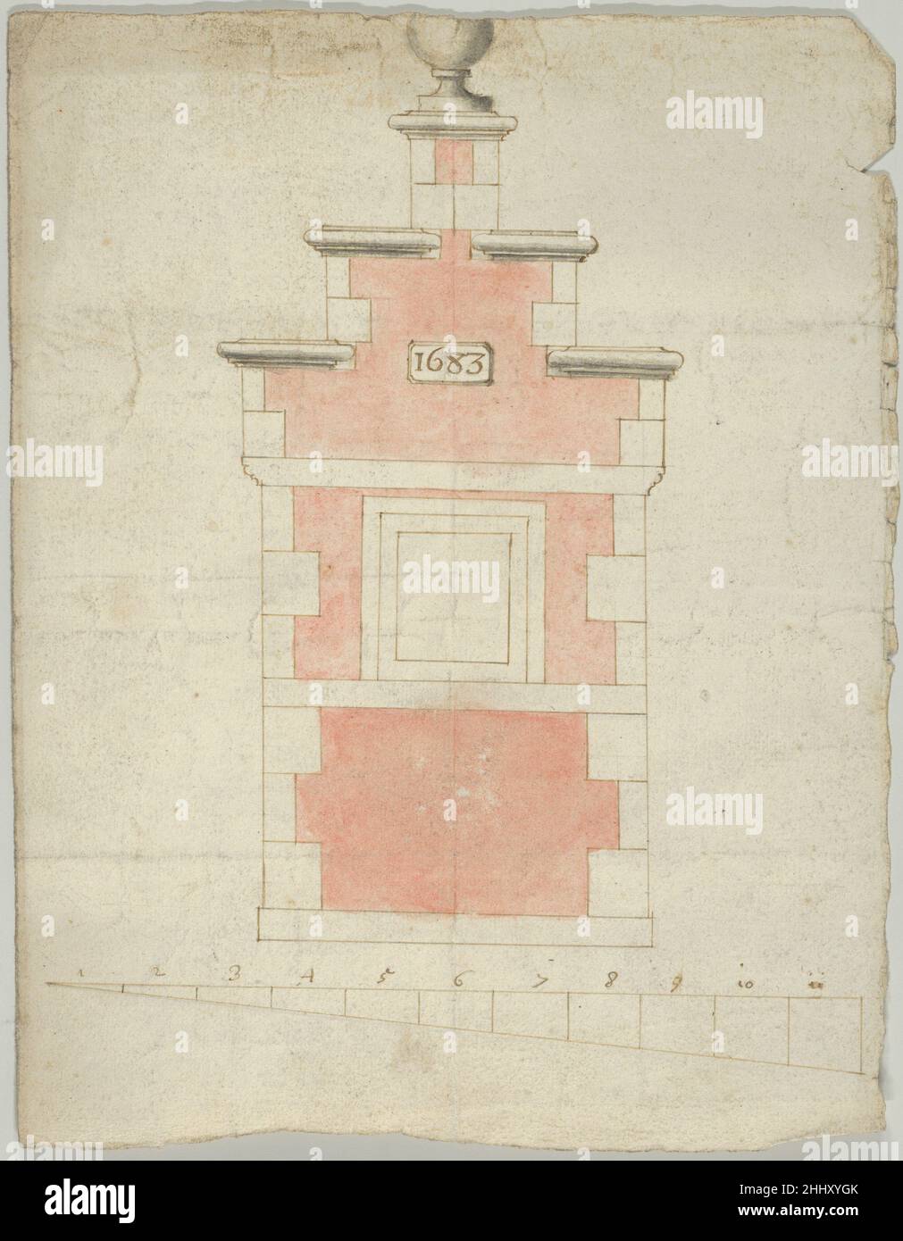 Design for a Small Tower or Stepped Gable, dated 1683 1683 Anonymous ...