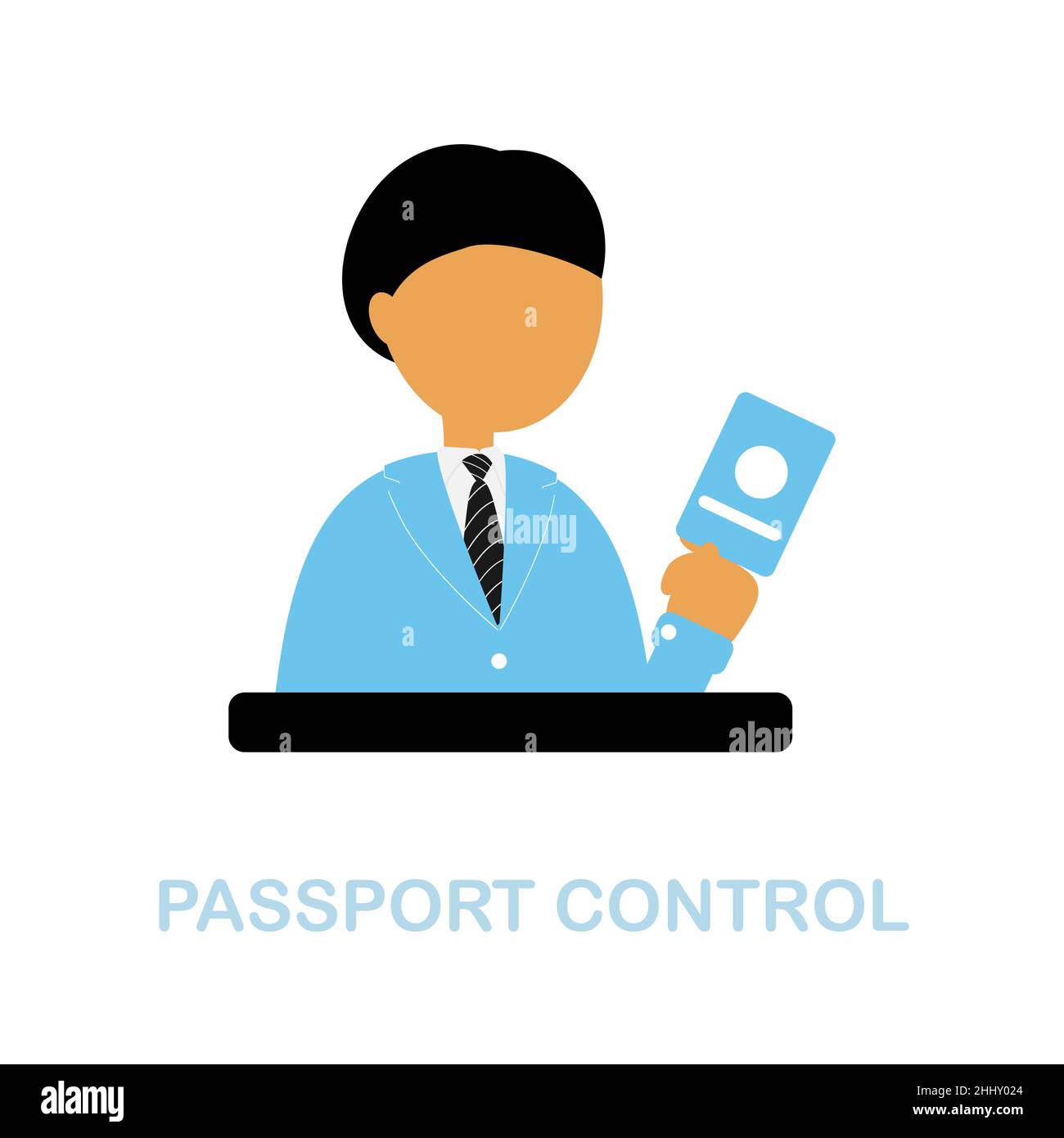 Passport Control flat icon. Colored element sign from airport ...