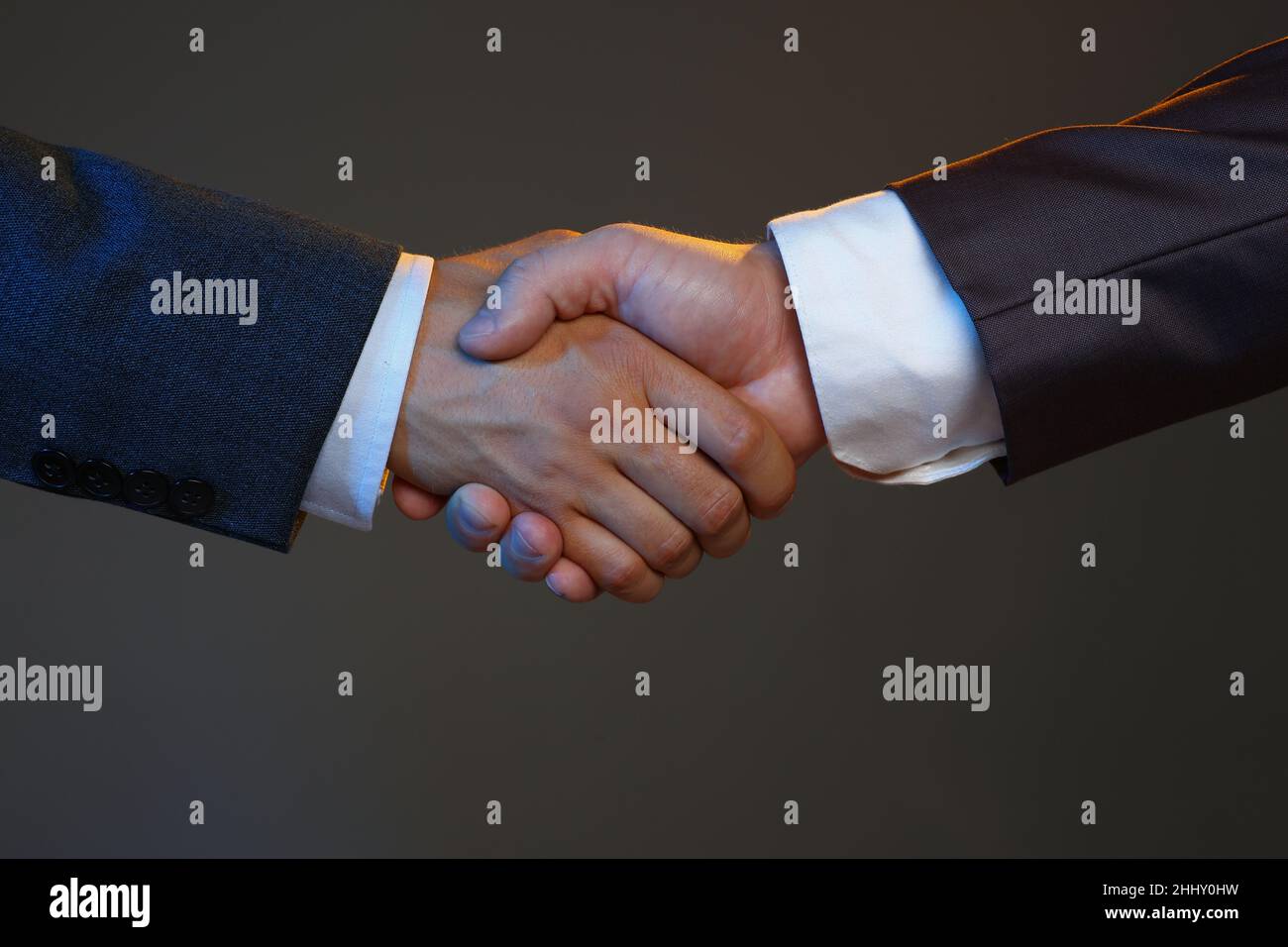 Partners shake hands, confirm decision, support each other Stock Photo ...