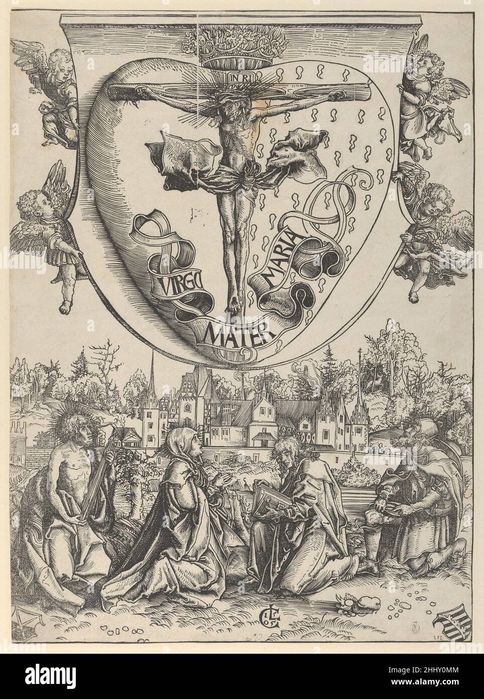 Four Saints Adoring Christ Crucified on the Sacred Heart 1505 Lucas ...