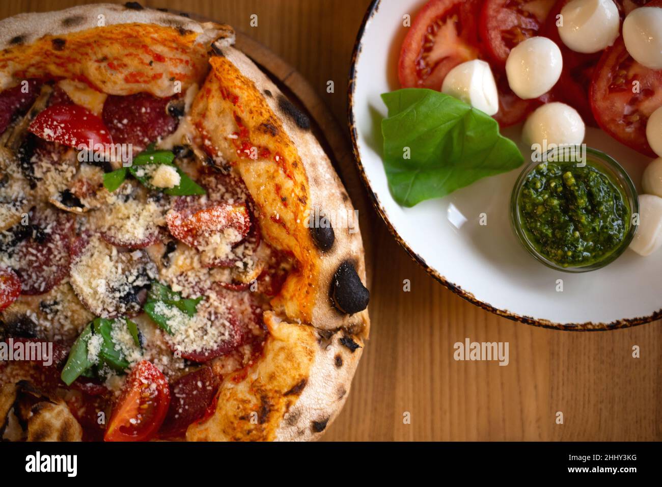 Caprese pizza top view hi-res stock photography and images - Alamy