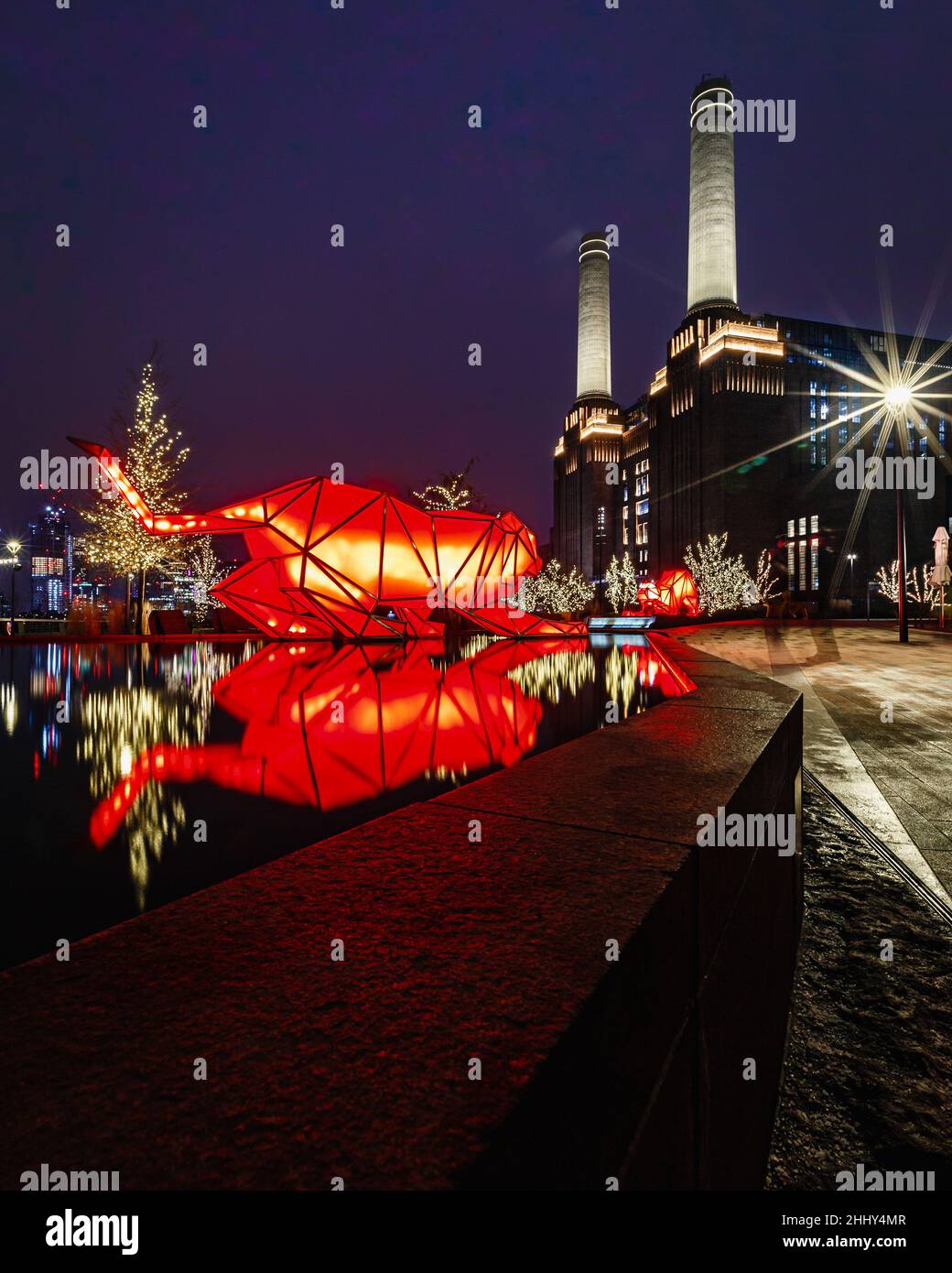 A long exposure night image of the light installation called "Digital ...