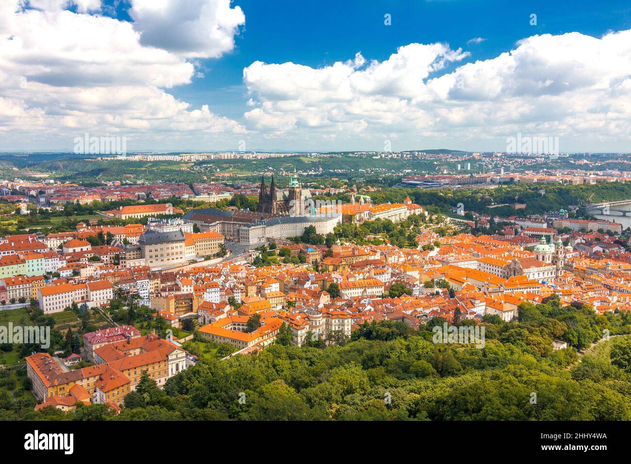 Panorama view of Prague Castle and the surrounding area, Czech Republic ...