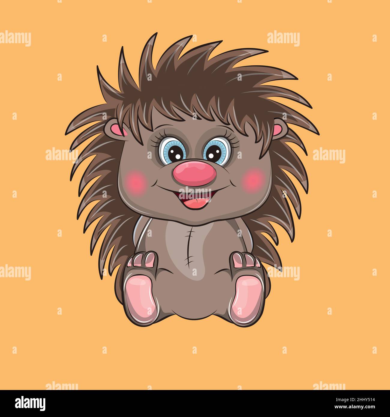 Cute smiling hedgehog baby cartoon on a yellow background Stock Vector ...