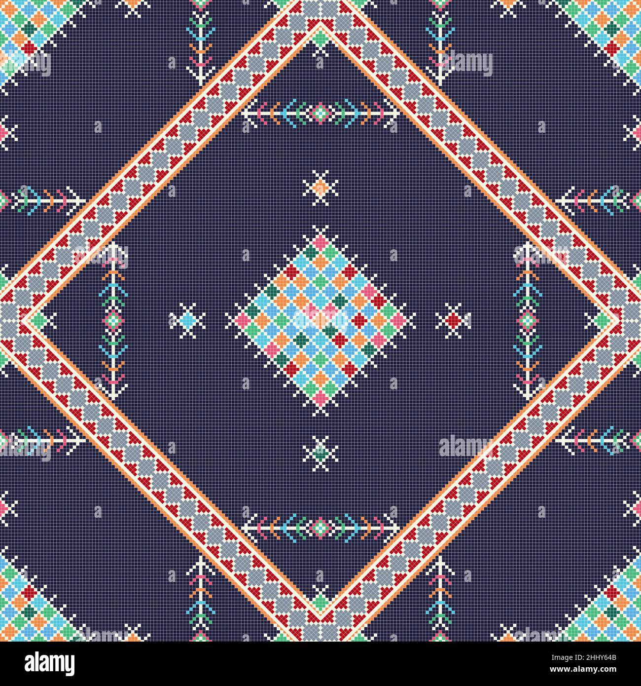 Traditional Berber embroidery seamless pattern, vector illustration ...