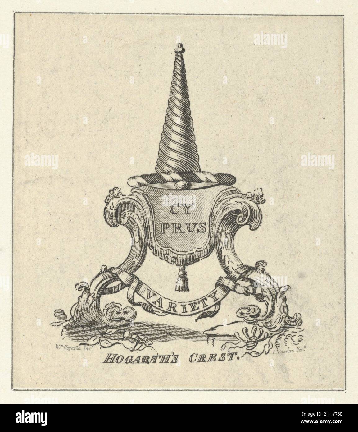 Hogarth's Crest 1782–1800 Attributed to John Barlow This bookplate ...