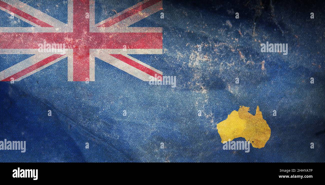 Top view of Bumbunga, Australia retro flag with grunge texture ...