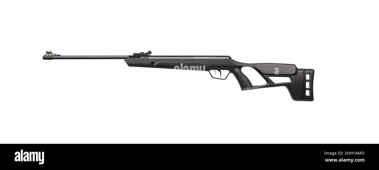 A modern air rifle with a futuristic design. Pneumatic weapons for ...