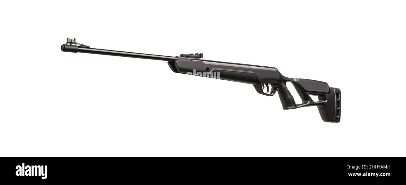 A modern air rifle with a futuristic design. Pneumatic weapons for ...