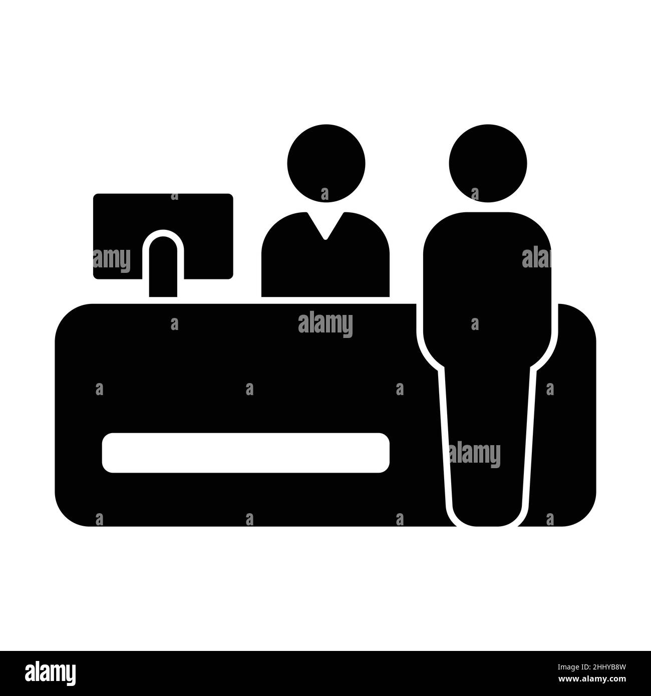 Customer service desk outline icon vector. Reception symbol for graphic ...